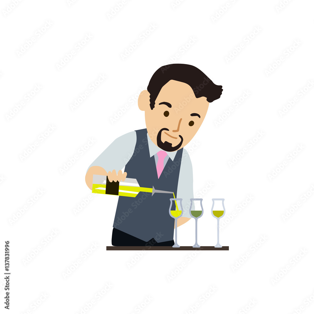 Bartender vector characters isolated on white background Stock 벡터 ...
