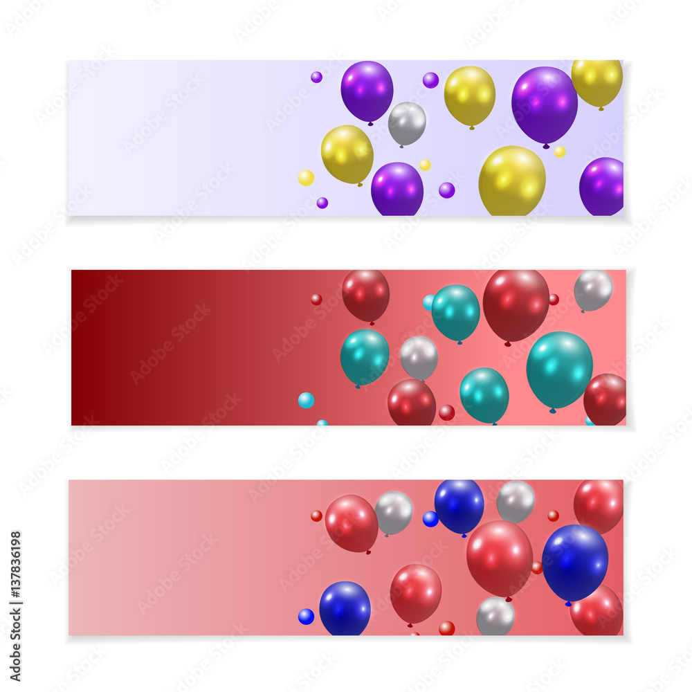 Festive balloons. Colorful flyers, leaflets, invitations. illustration ...