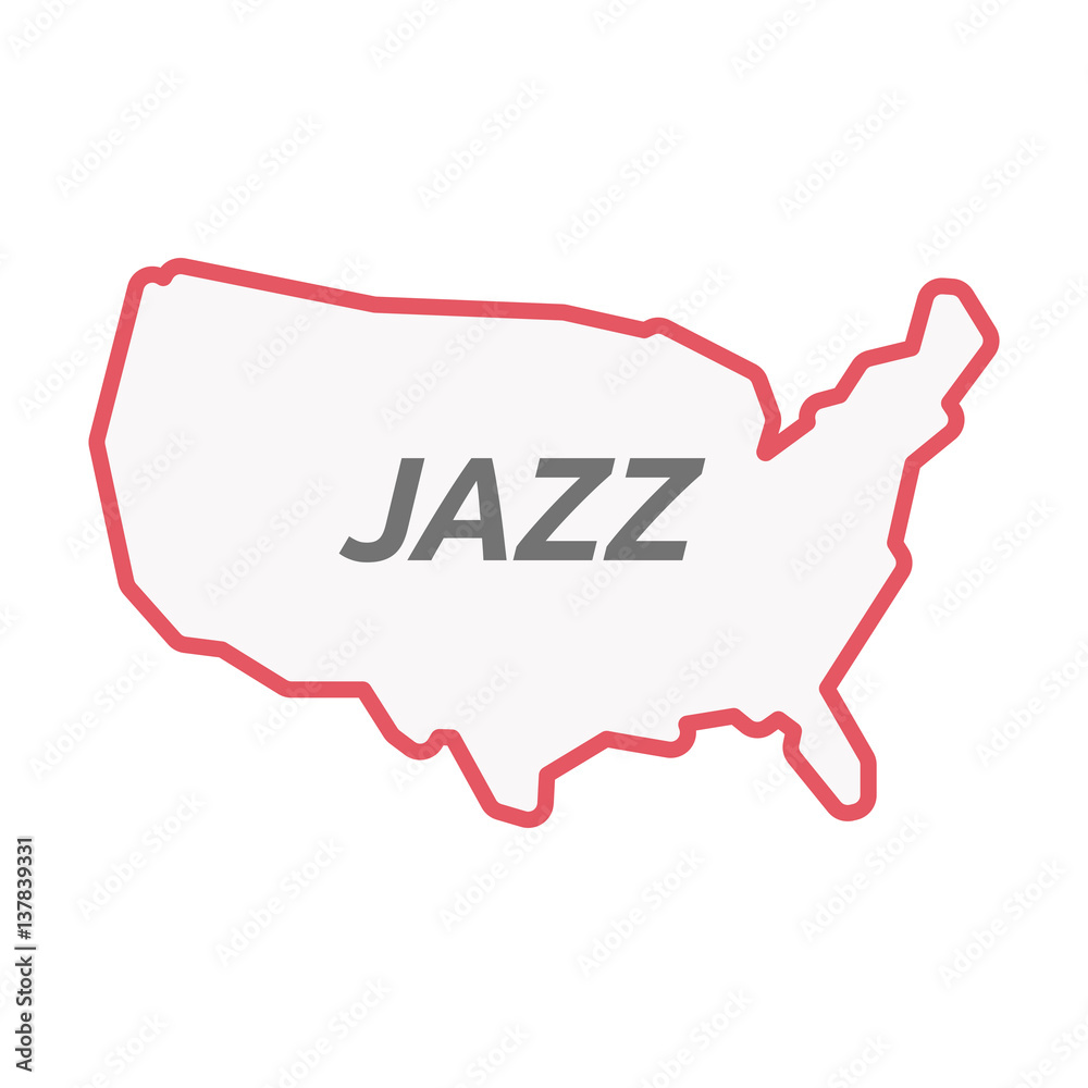 Isolated line art USA map with the text JAZZ Stock Vector | Adobe Stock