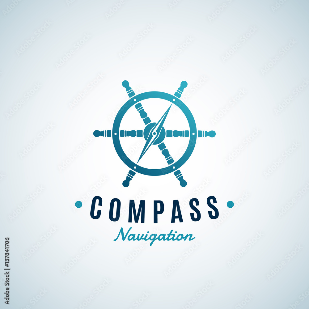 Compass Navigation Abstract Vector Sign, Emblem or Logo Template. Arrow ...