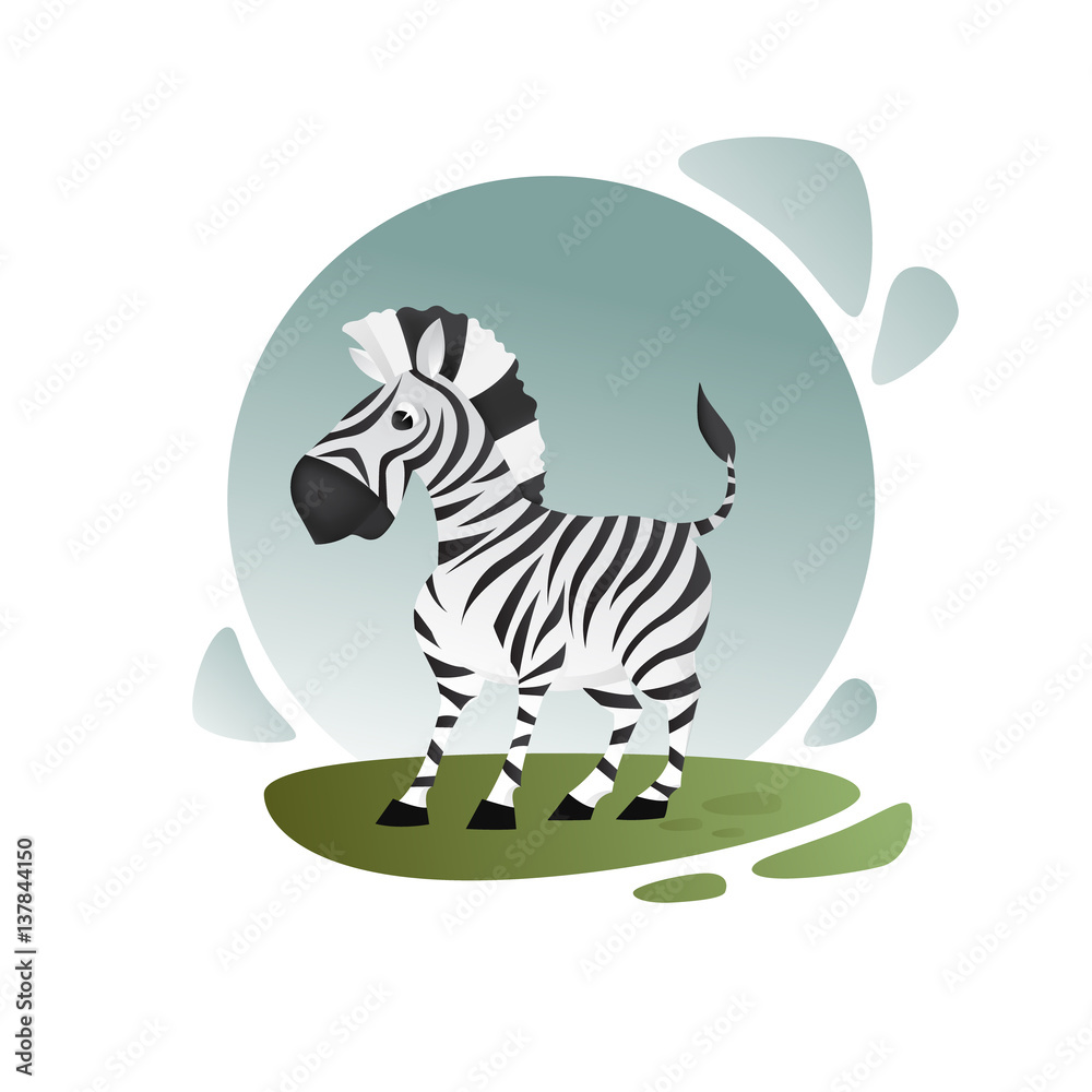 Illustrated cartoon zebra. Vector cartoon art. African animals ...