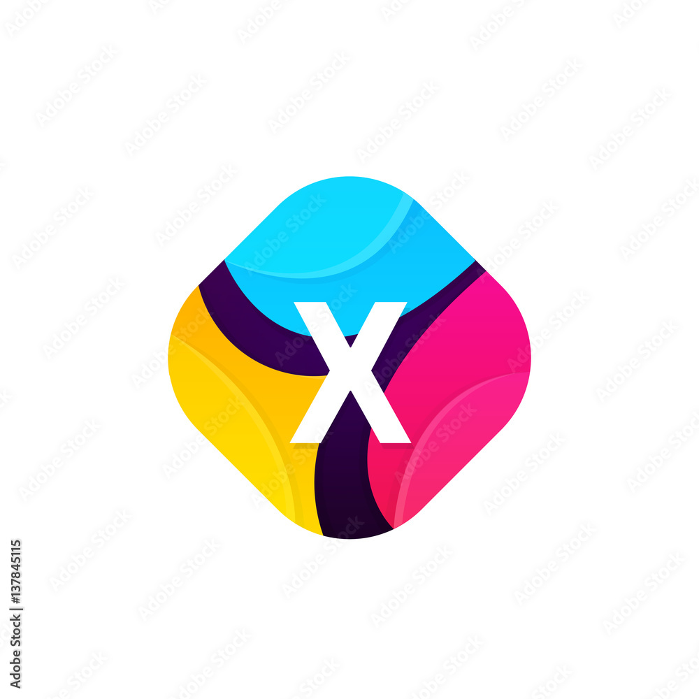 Abstract funny colorful rhombus icon letter X logo sign vector design ...