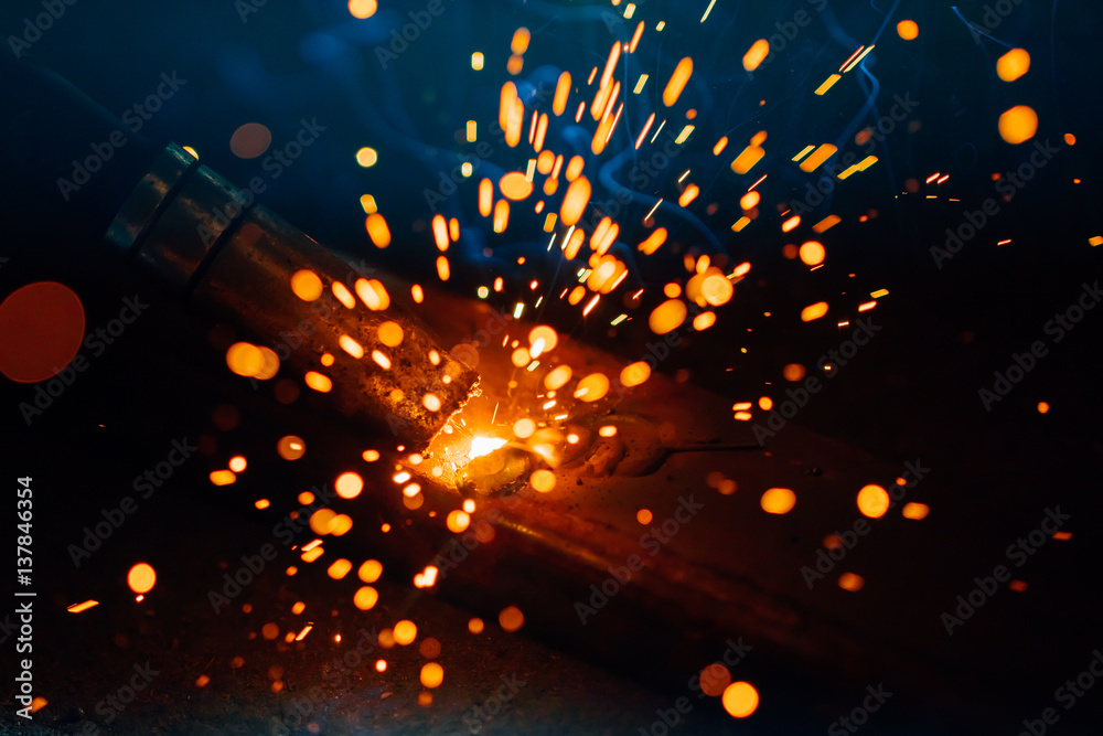 artistic welding sparks light, industrial background Stock Photo ...