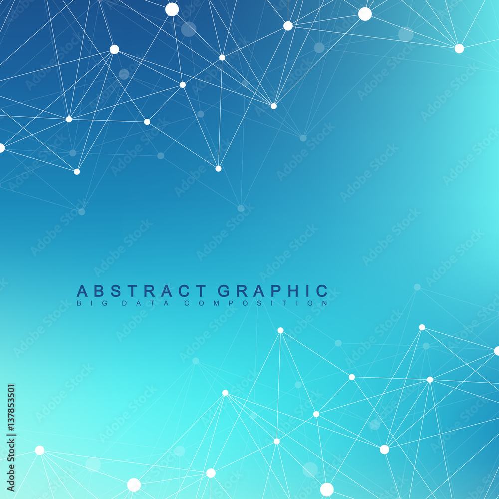 Geometric graphic background molecule and communication. Big data ...