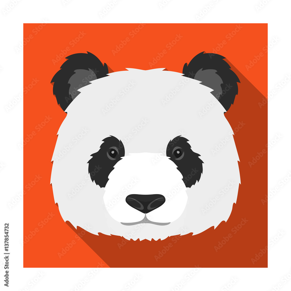 Panda icon in flat style isolated on white background. Realistic ...