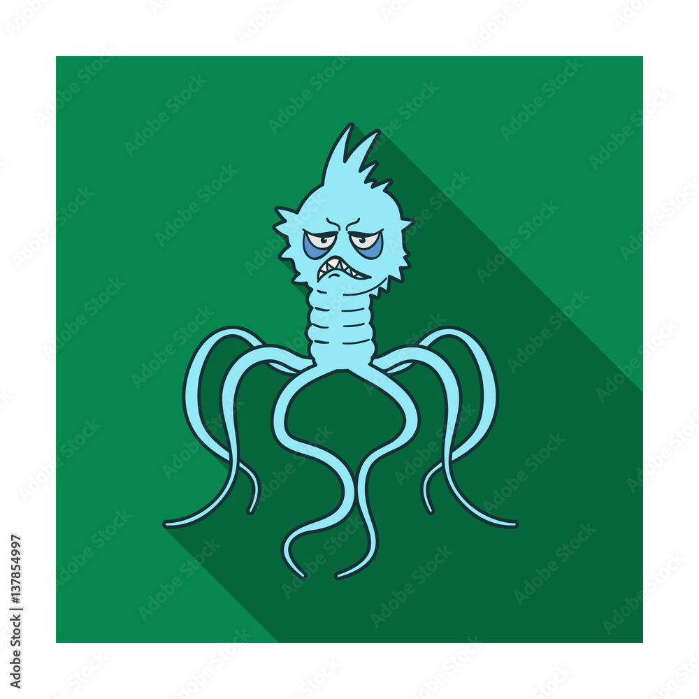 Blue virus icon in flat style isolated on white background. Viruses and ...