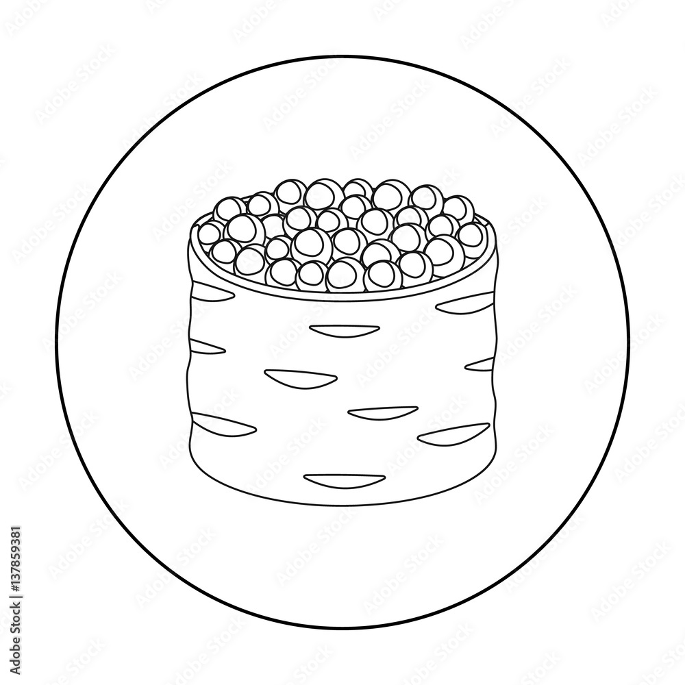 Ikura gunkan-maki icon in outline style isolated on white background ...
