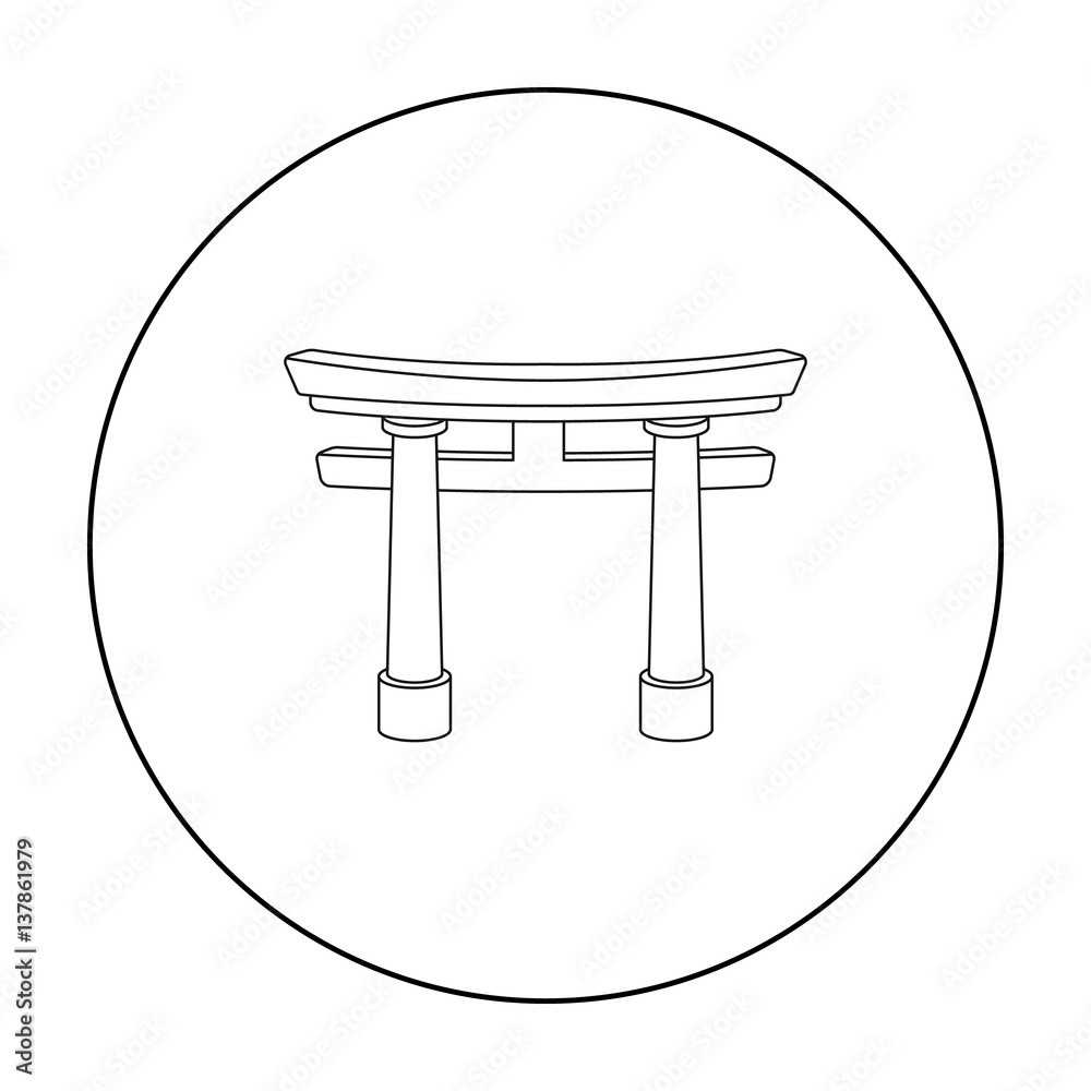 Torii icon in outline style isolated on white background. Religion ...