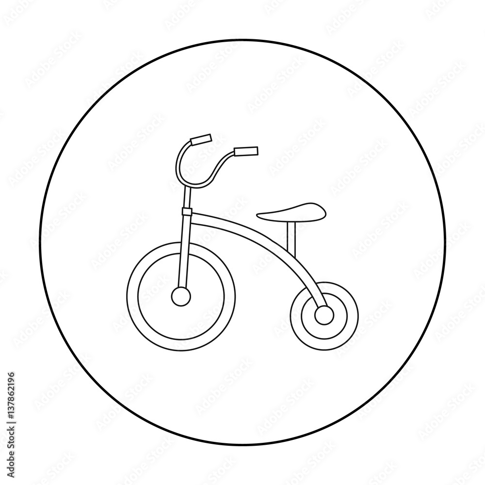 Tricycle icon in outline style isolated on white background. Play ...