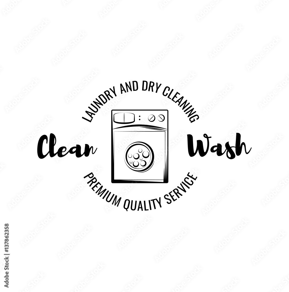 Washing Machine. Laundry Room And Dry Cleaning label and badge ...