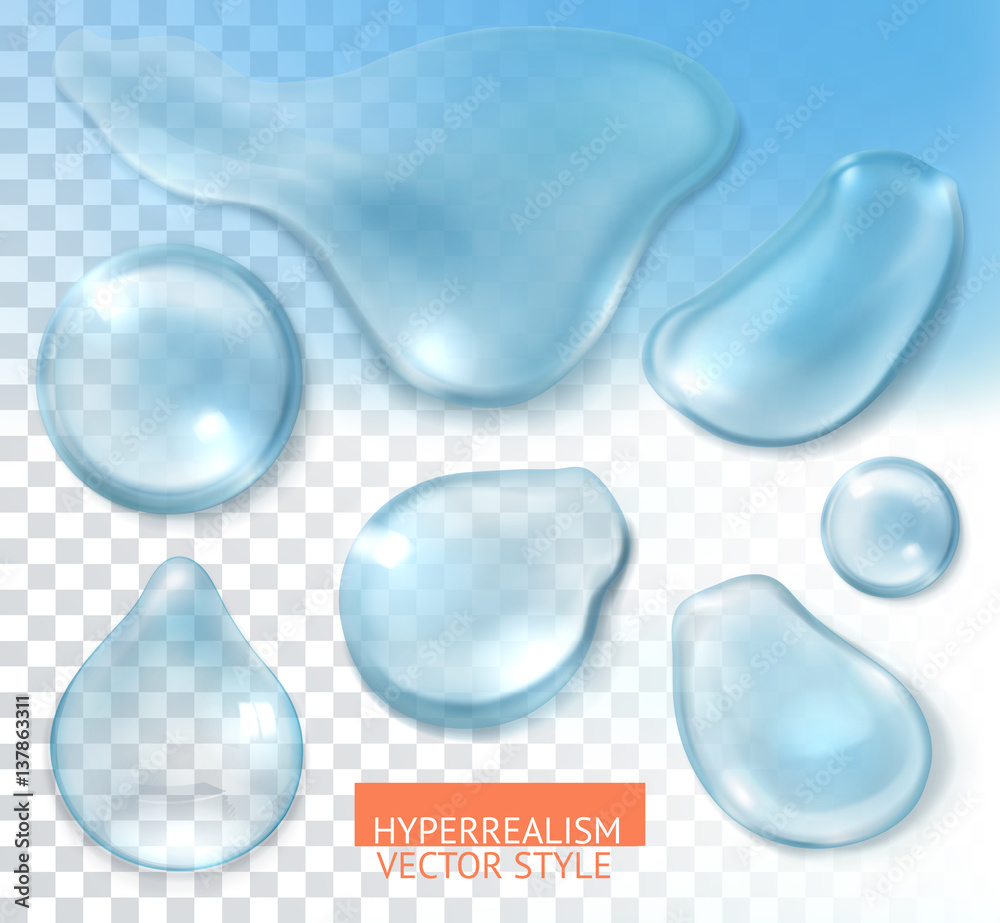 Water drop with transparency vector set Stock Vector | Adobe Stock