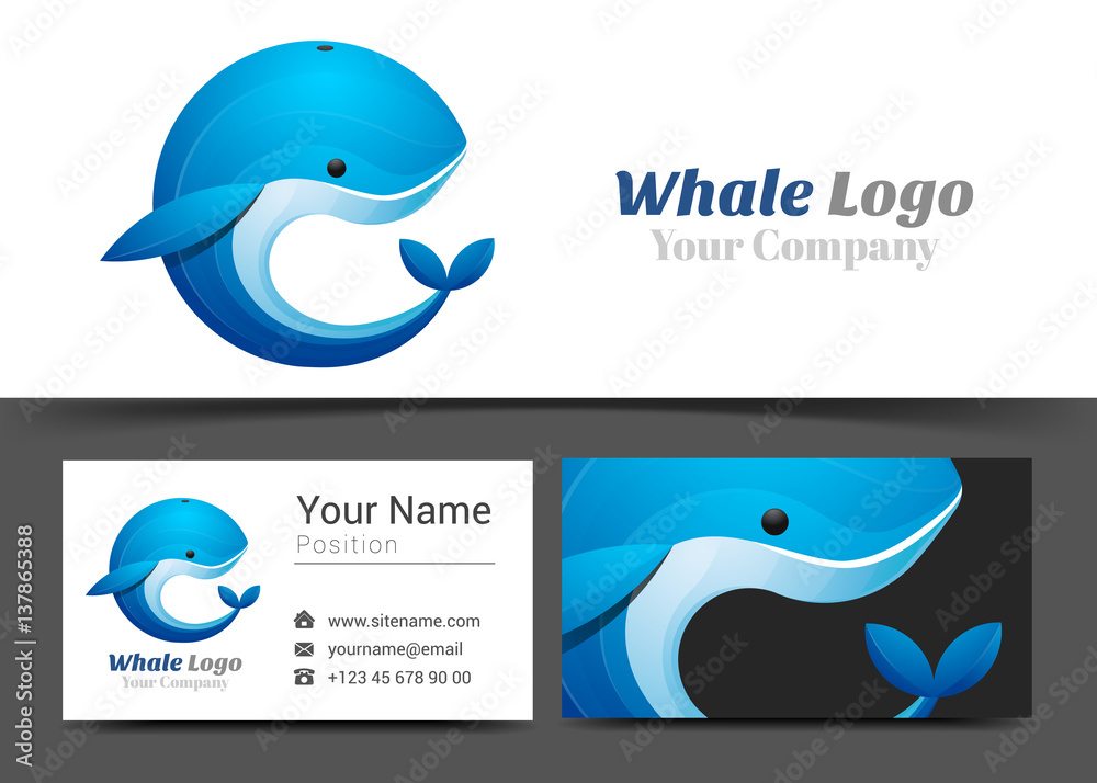 Blue Whale Corporate Logo and Business Card Sign Template. Creative ...