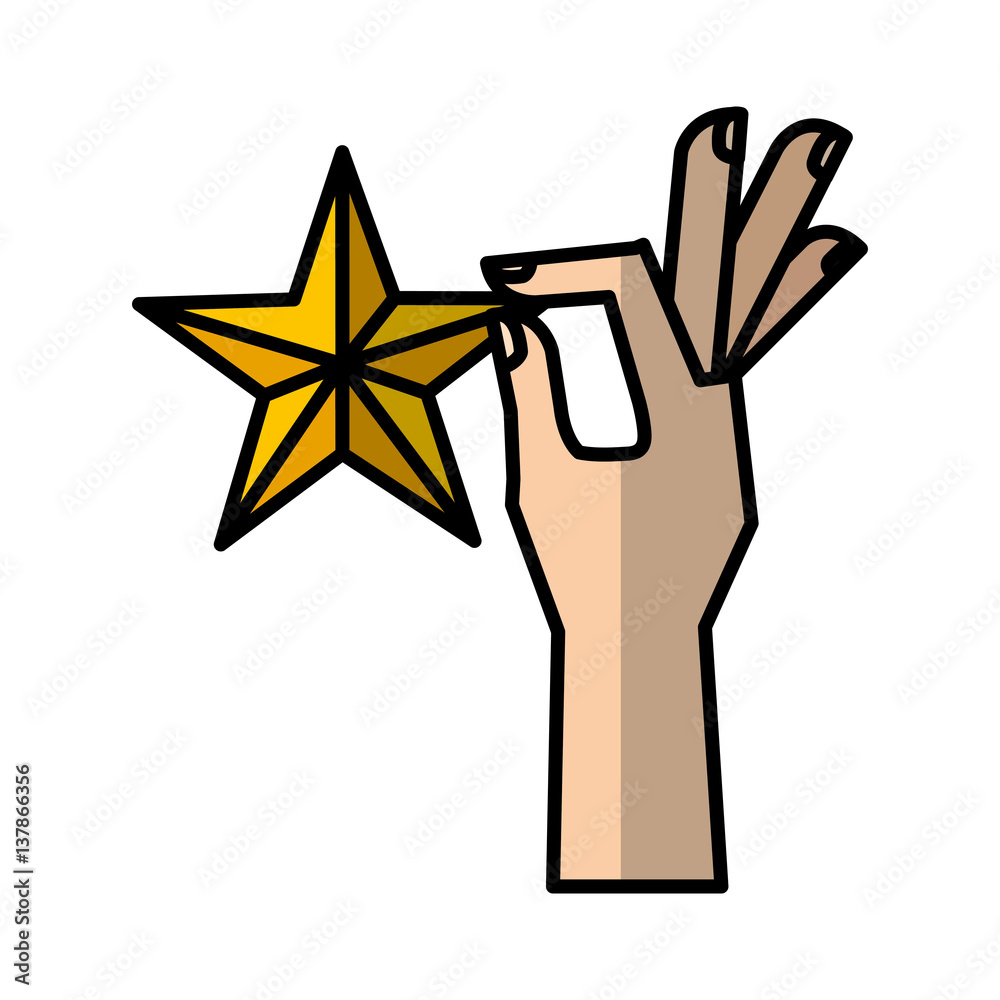 hand human with star vector illustration design Stock Vector | Adobe Stock