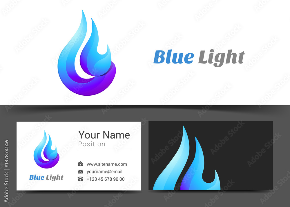 Blue Flame Fire Corporate Logo and Business Card Sign Template ...