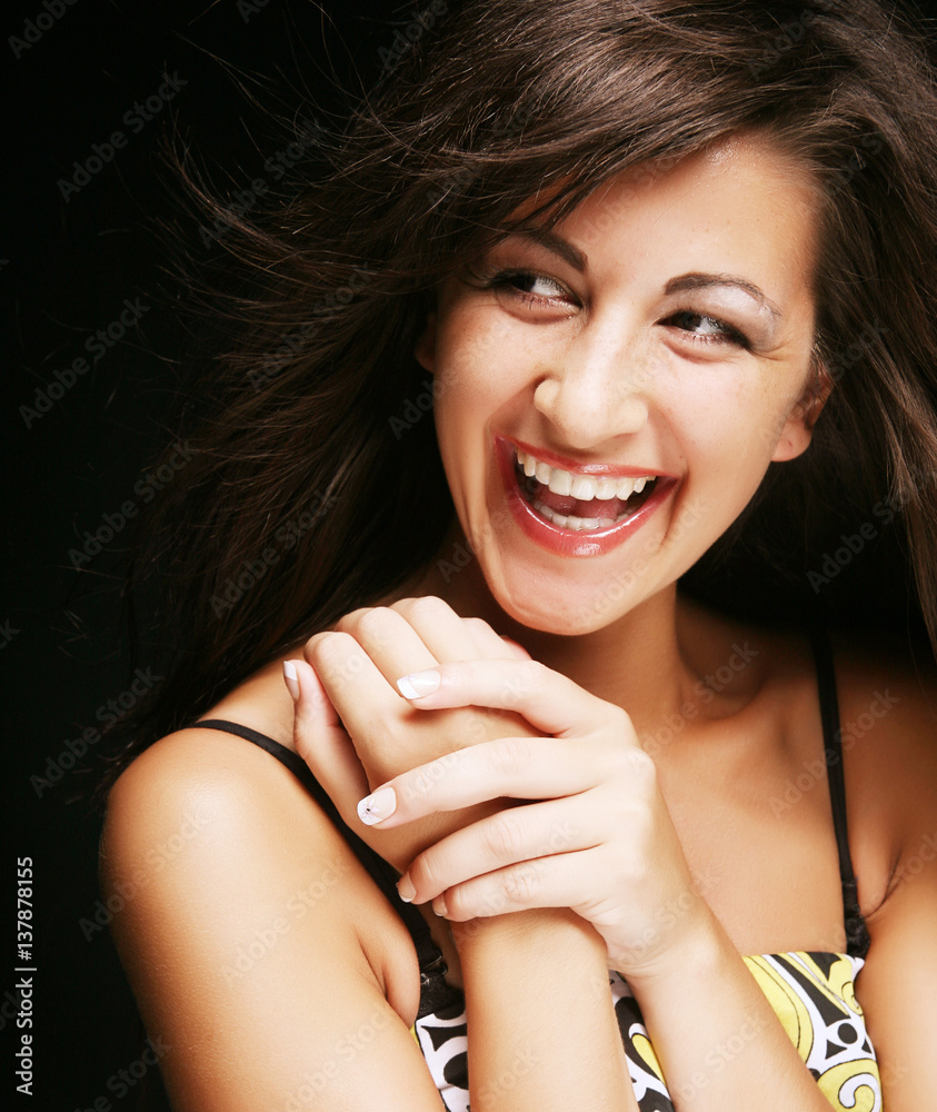 Fashion girl smiling Stock Photo | Adobe Stock