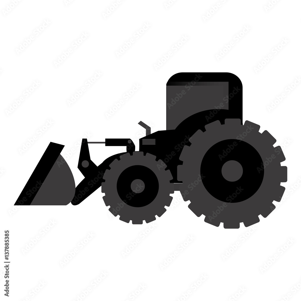 Vetor de black backhoe loader icon, vector illustration image design do ...
