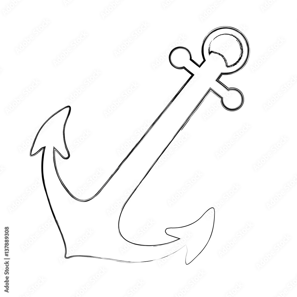 monochrome contour hand drawing of anchor vector illustration Stock ...