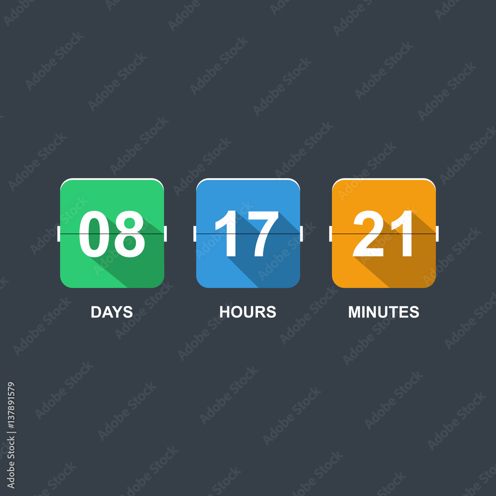 Flip counter in flat design. Countdown days, hours, minutes. Vector ...