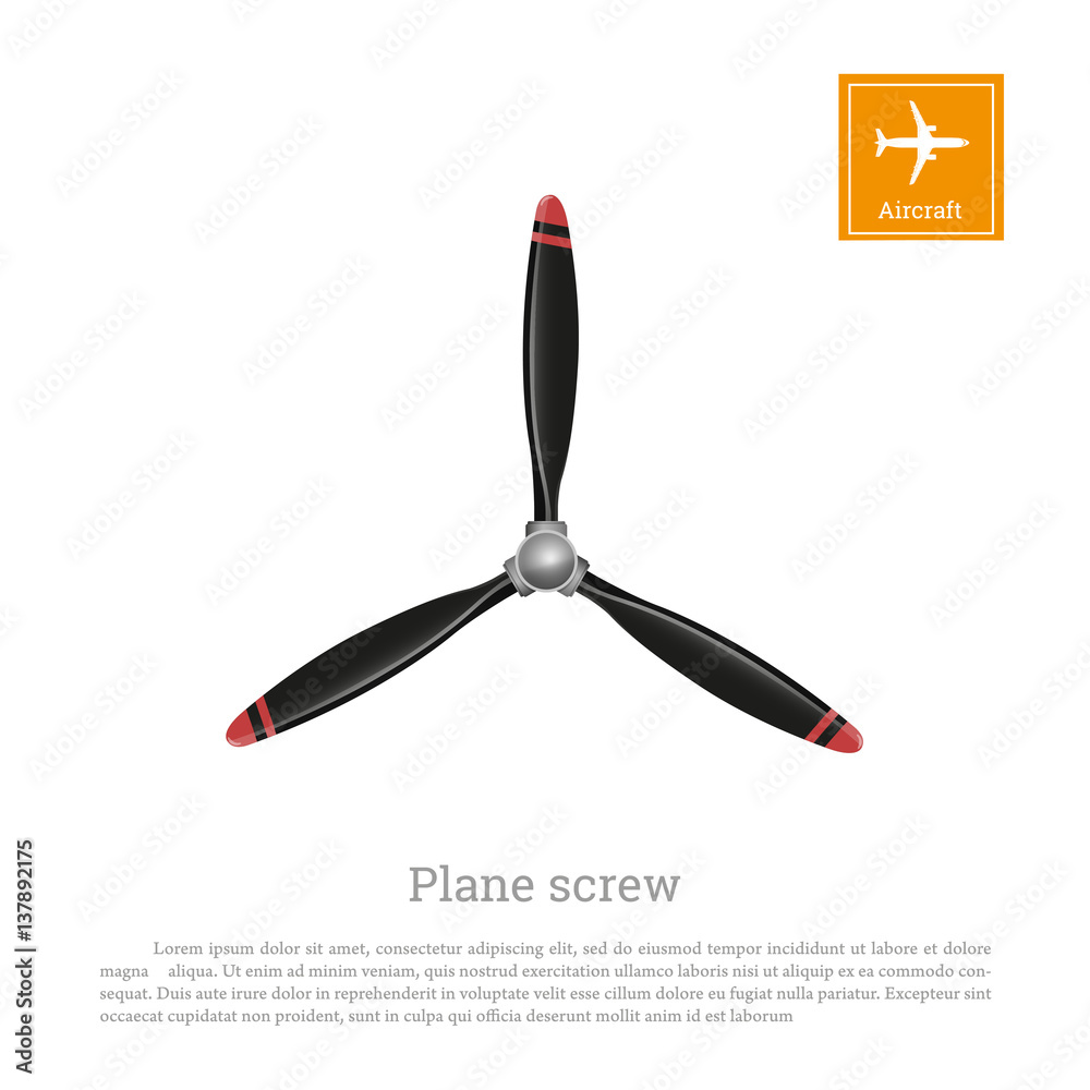 Aircraft screw in flat style. Airplane propeller on white background ...