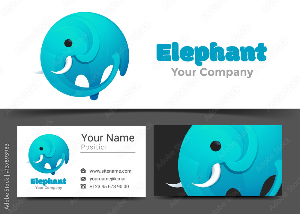 Modern Elephant Corporate Logo and Business Card Sign Template ...