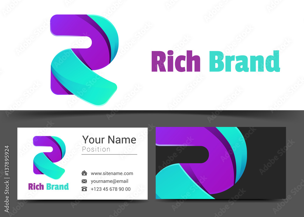 R letter Corporate Logo and business card sign template. Creative ...