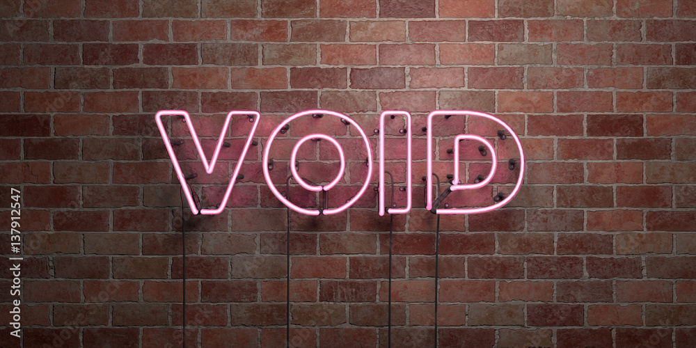 VOID - fluorescent Neon tube Sign on brickwork - Front view - 3D ...