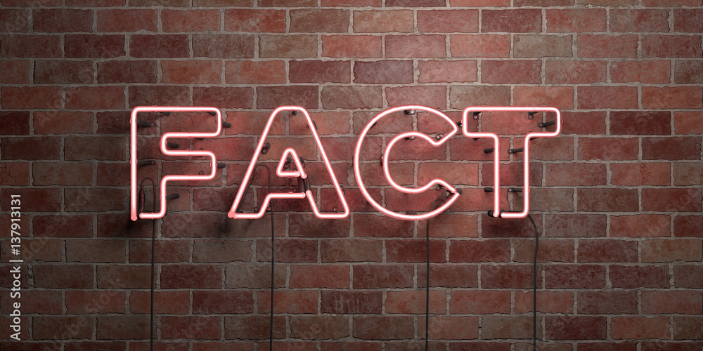 FACT - fluorescent Neon tube Sign on brickwork - Front view - 3D ...