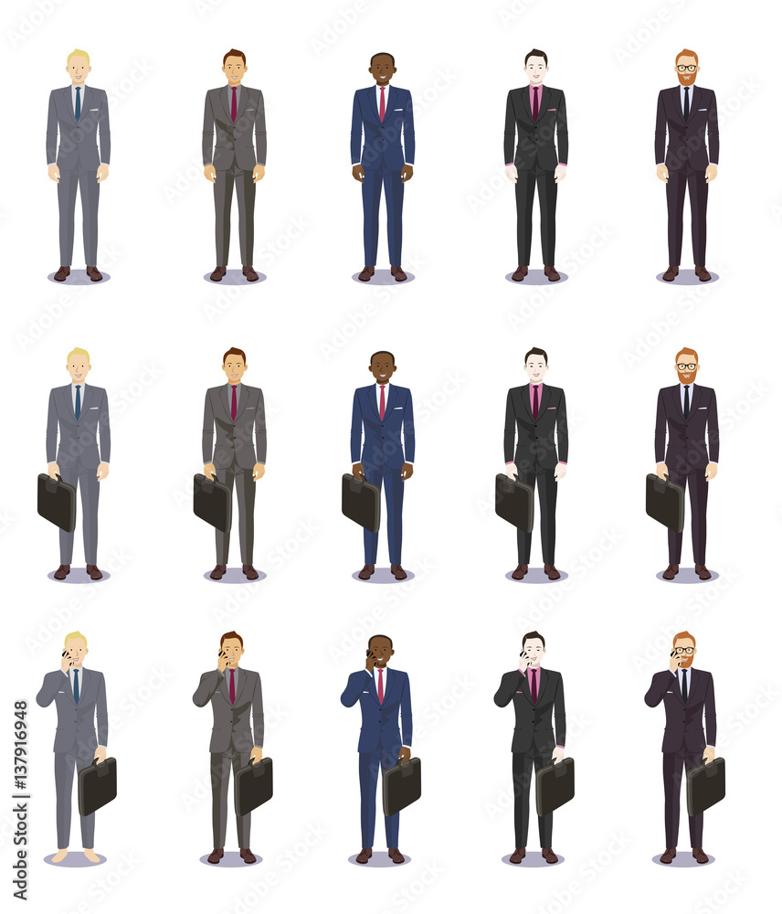 Digital vector illustration business man pose standing Stock Vector ...