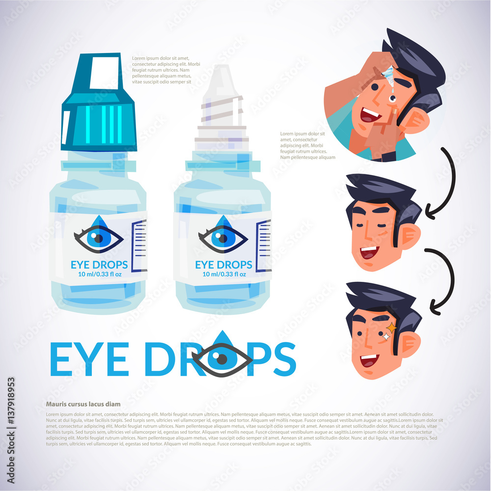 Eye drop bottle. young man applying eye drop to his eye. how to ...