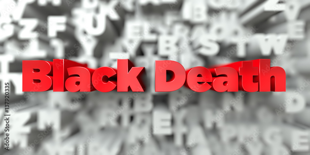 Black Death - Red text on typography background - 3D rendered royalty ...