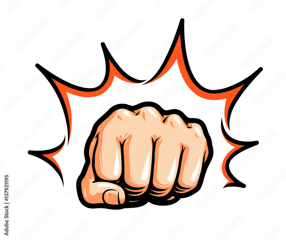 Hand, fist punching or hitting. Comic pop art, symbol. Vector ...