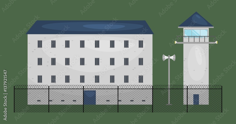 vector illustration of prison jail building. Justice and Prison system ...