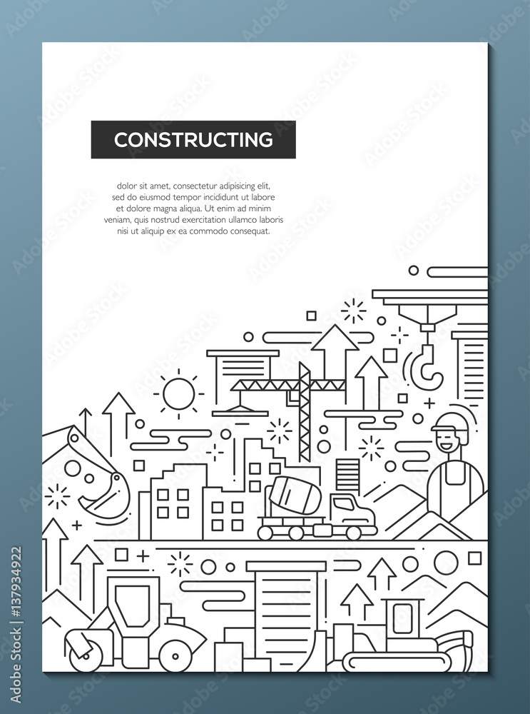 Constructing - line design brochure poster template A4 Stock Vector ...
