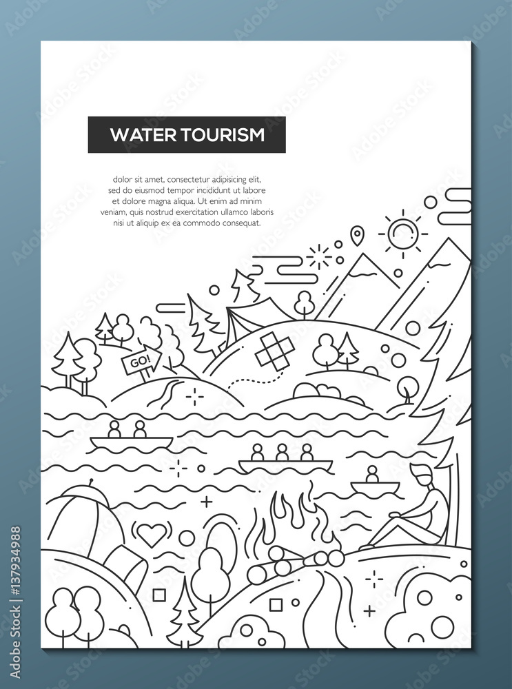 Water Tourism - line design brochure poster template A4 Stock Vector ...