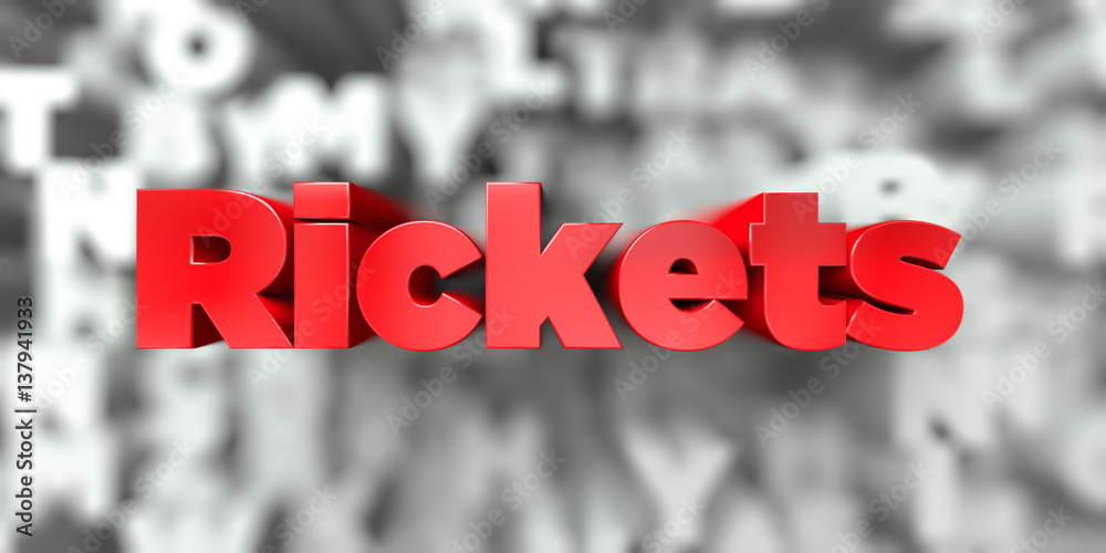 Rickets - Red text on typography background - 3D rendered royalty free ...