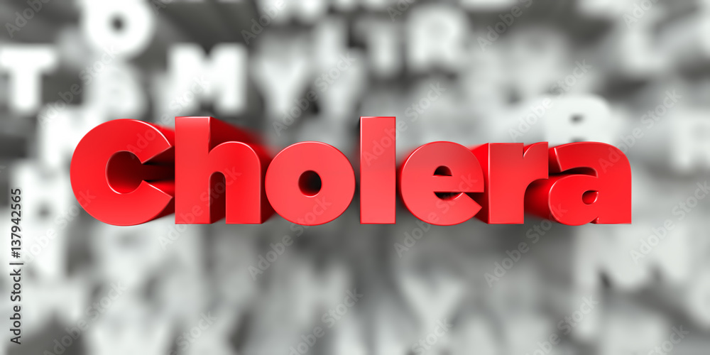 Cholera - Red text on typography background - 3D rendered royalty free ...