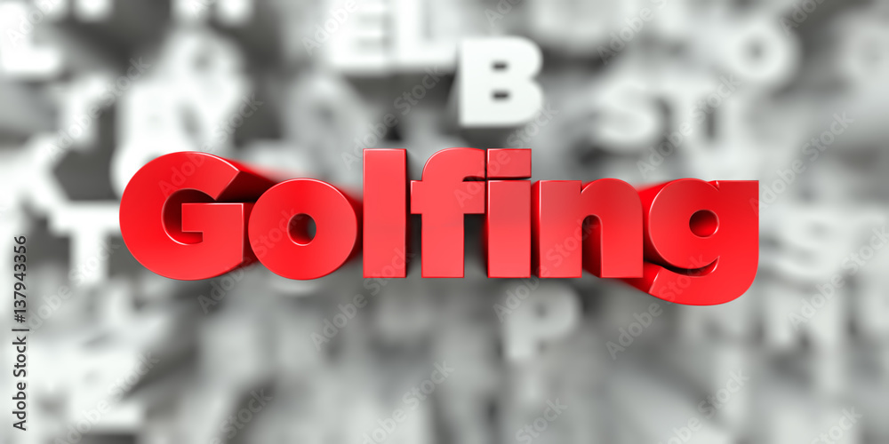 Golfing - Red text on typography background - 3D rendered royalty free ...