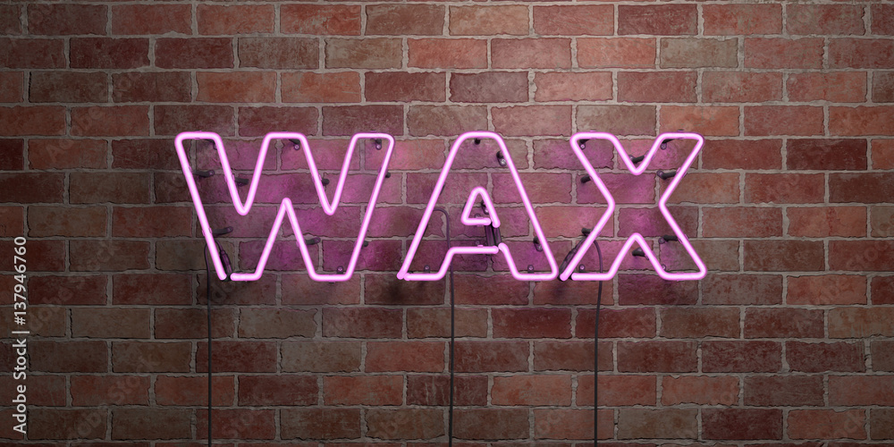 WAX - fluorescent Neon tube Sign on brickwork - Front view - 3D ...