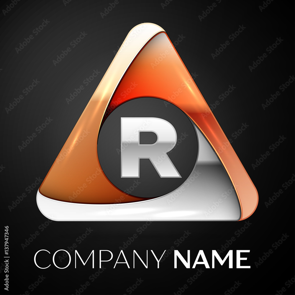 Letter R vector logo symbol in the colorful triangle on black ...
