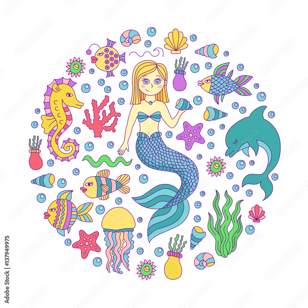 Mermaid Underwater Drawing