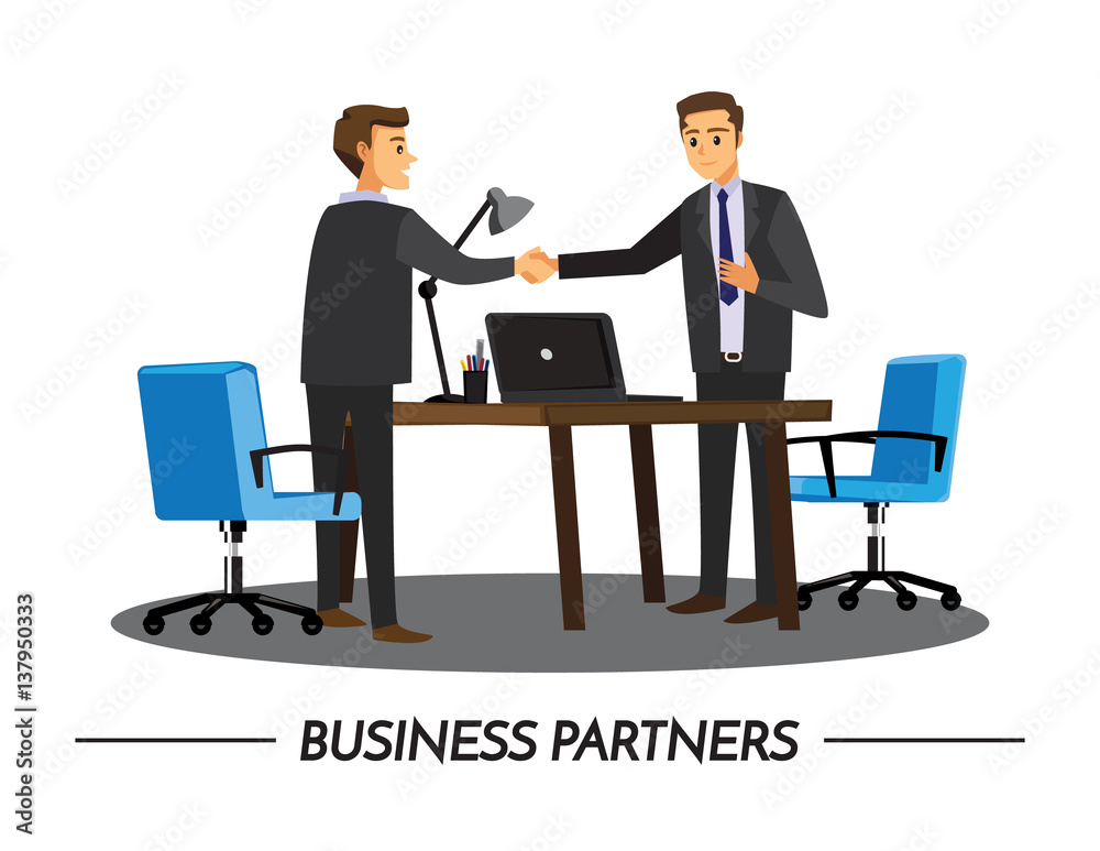 businesss and office concept - two businessmen shaking hands,Vector ...