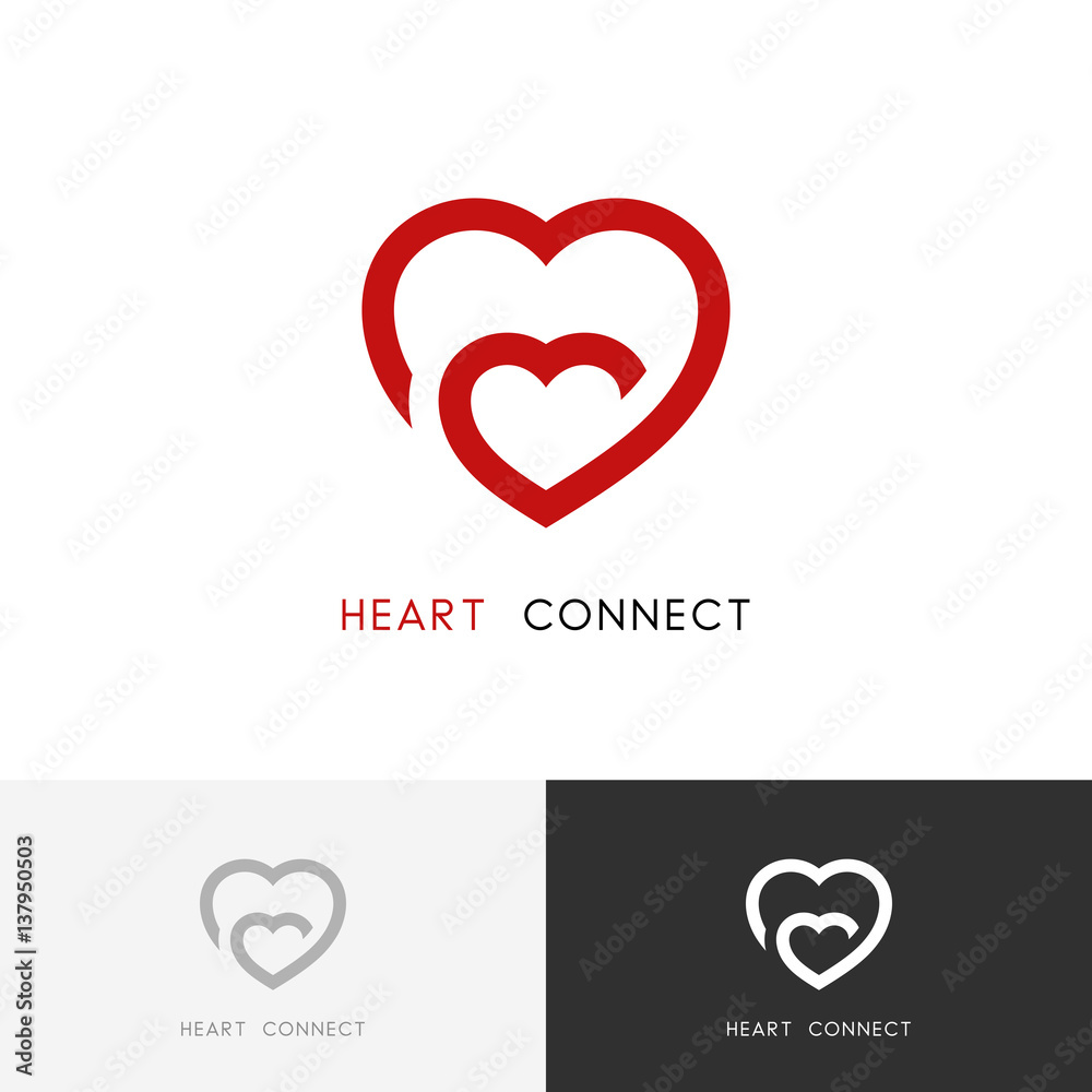 Hearts connection logo - mother love, mom and a child symbol. Family ...