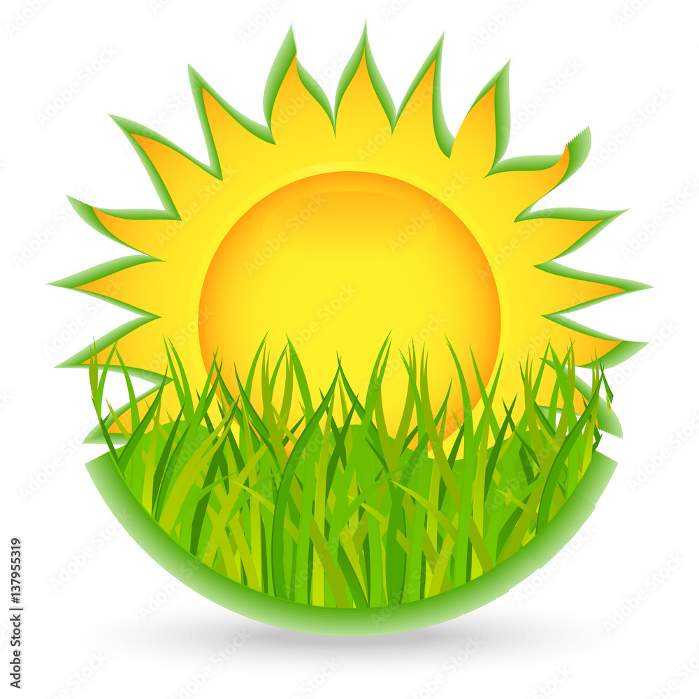 Sun and grass. icon Stock-Vektorgrafik | Adobe Stock