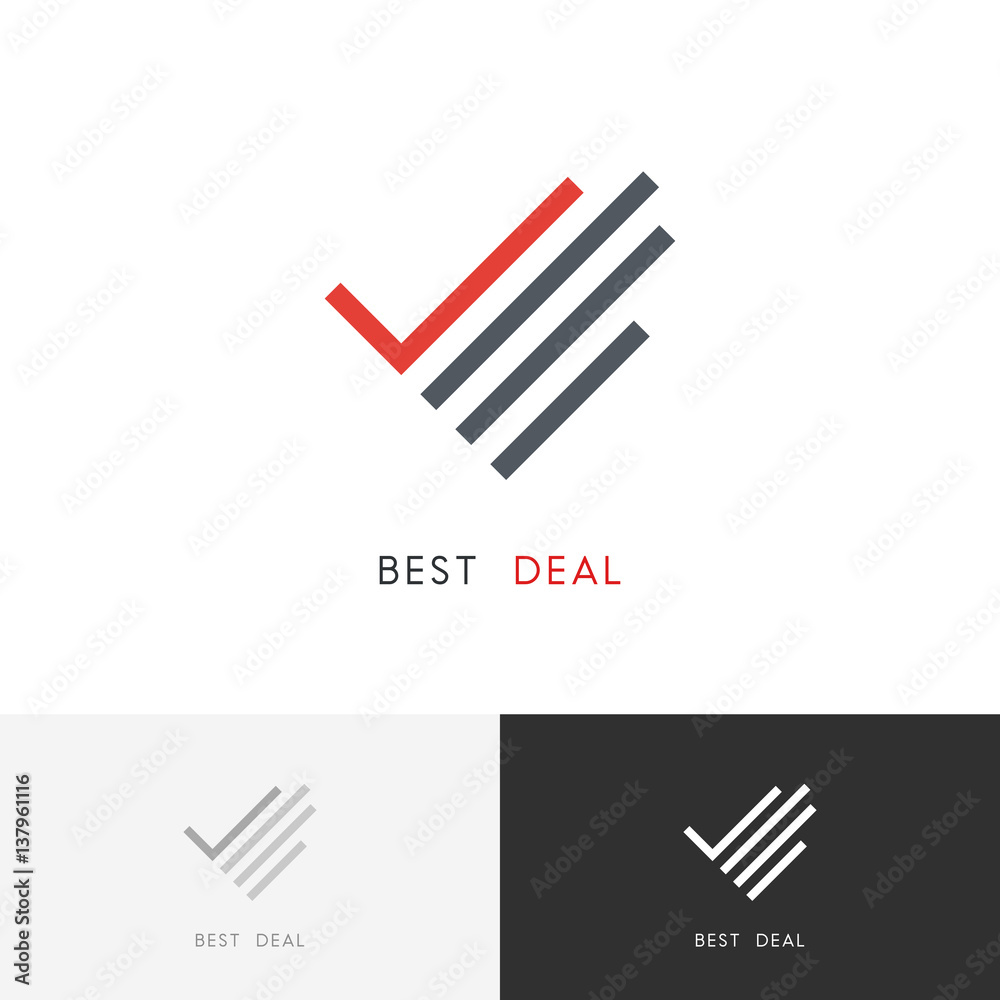 Best deal logo - hand with check mark or tick symbol. Business, success ...