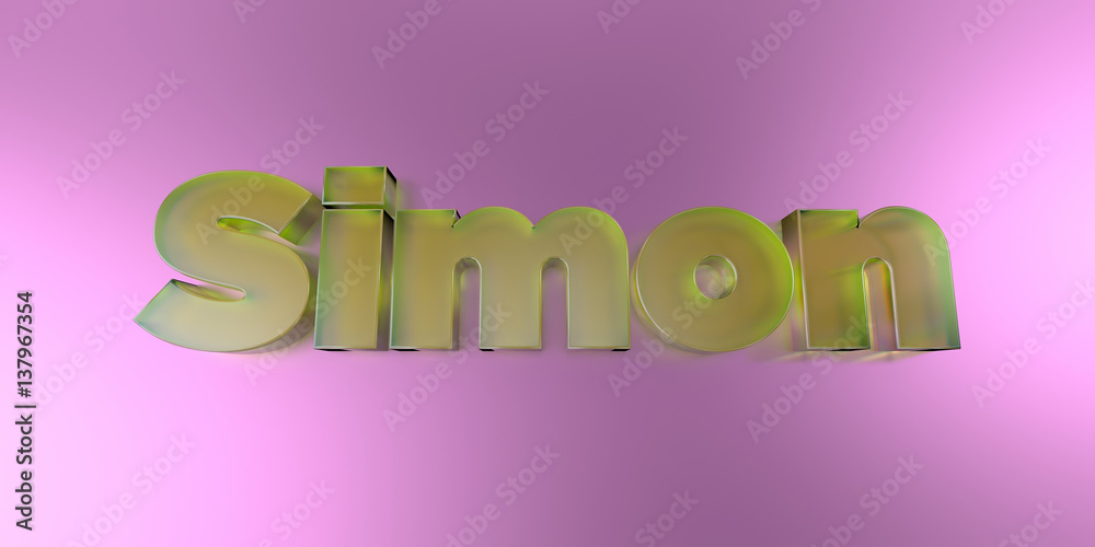 Simon - colorful glass text on vibrant background - 3D rendered royalty ...