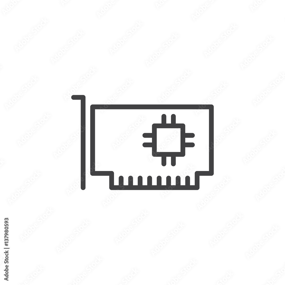 Computer parts, hardware line icon, outline vector sign, linear style ...