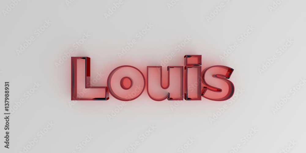 Louis - Red glass text on white background - 3D rendered royalty free ...
