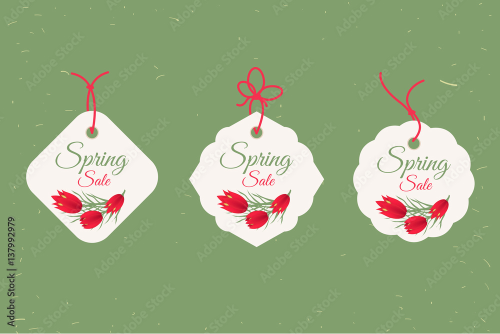 Spring sale banners poster tag design, voucher template. Big set ...