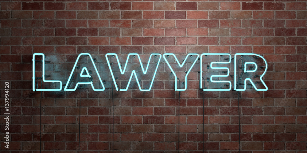 LAWYER - fluorescent Neon tube Sign on brickwork - Front view - 3D ...