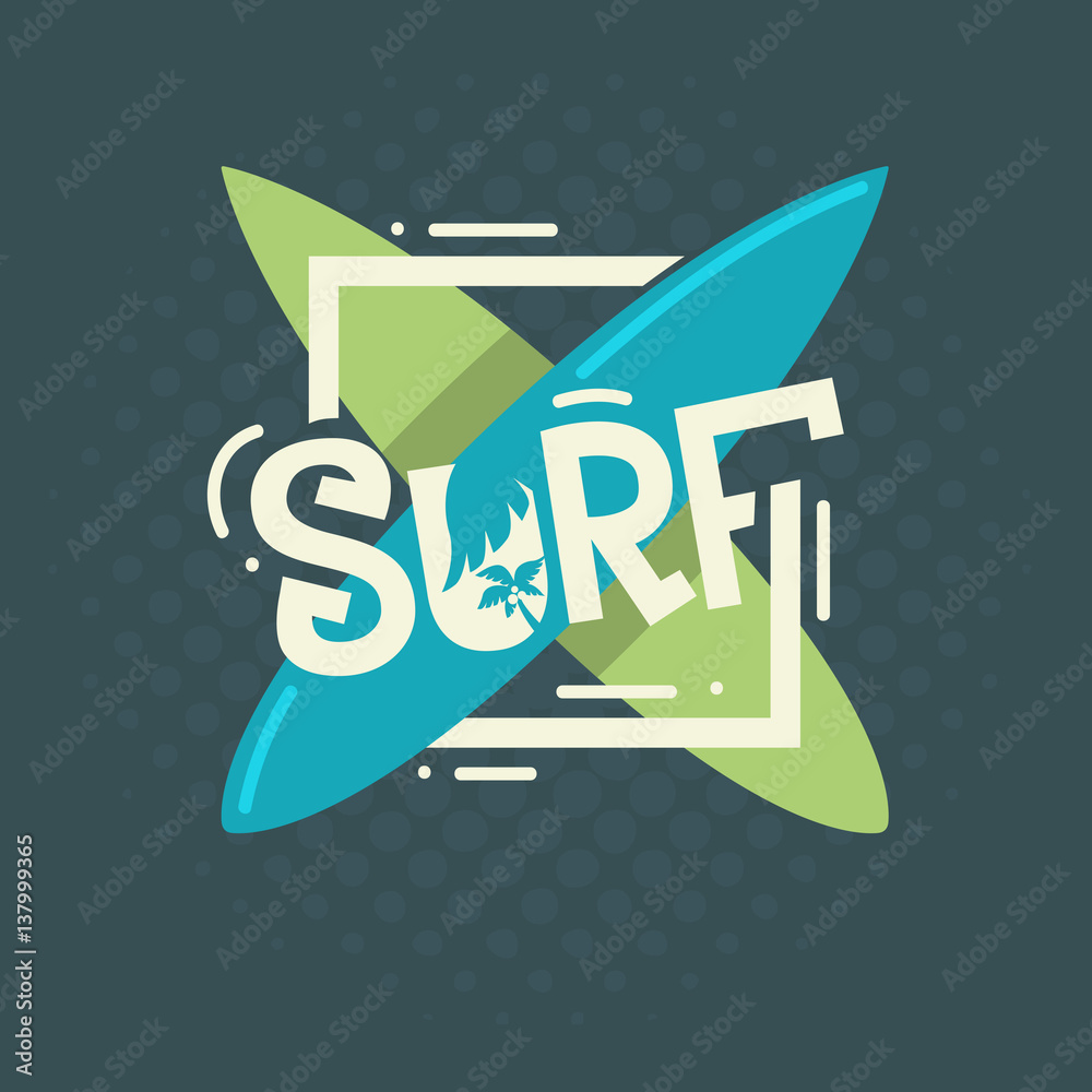 Surf Label Sign Artistic Custom Lettering Type Design With A Coc Stock ...